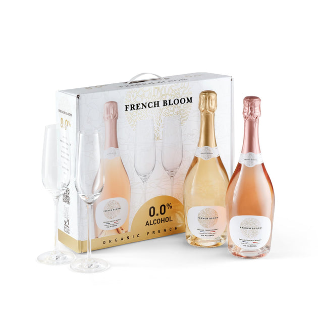 French Bloom Organic French Bubbly Gift Set Blanc and Rose /w 2 Glasse ...