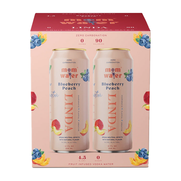 Mom Water Linda Blueberry Peach (4 Pack) 12 fl oz – LiquorVerse